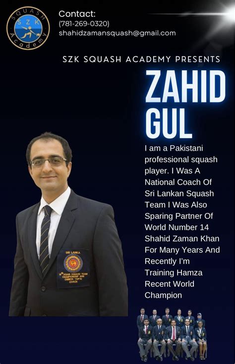 Serving As A National Squash Coach Of Sri Lankan Squash Team Zahid Gul