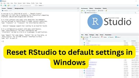 How To Reset Rstudio To Default In Windows Youtube