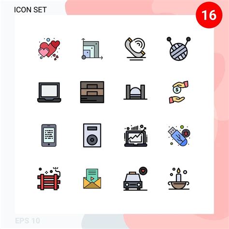 16 Flat Color Filled Line Concept For Websites Mobile And Apps Fashion