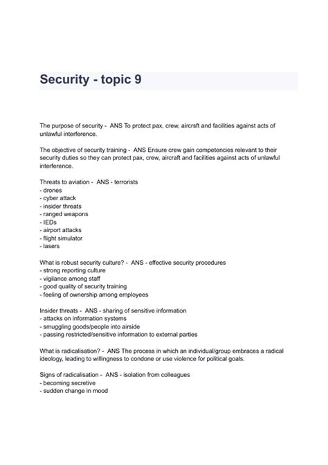 Security Topic 9 Questions And Answers 2023 A Graded 100 Verified Ryanair Security