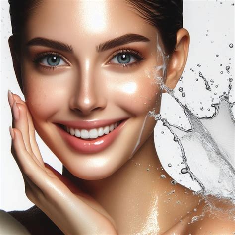 Premium Photo A Woman With A Smile On Her Face And The Water