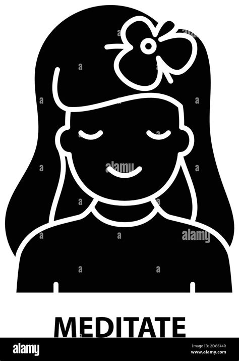 Meditate Icon Black Vector Sign With Editable Strokes Concept