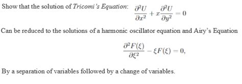 Solved Show That The Solution Of Tricomis Equation A Au
