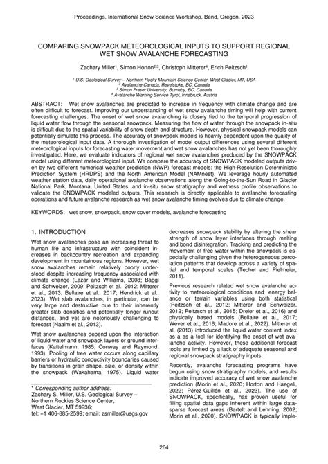 Pdf Comparing Snowpack Meteorological Inputs To Support Regional Wet Snow Avalanche Forecasting