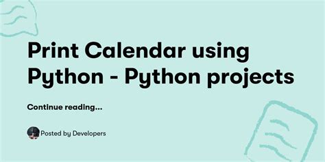 Print Calendar Using Python Python Projects — Developers Buymeacoffee