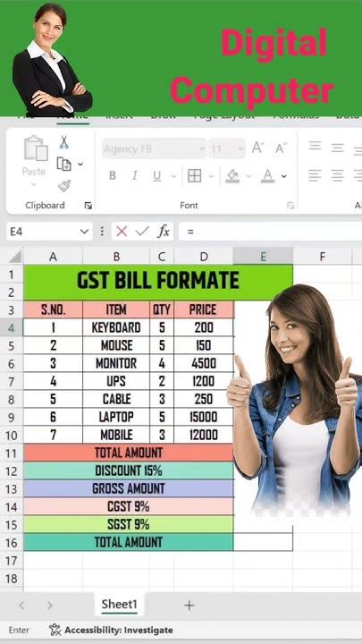 😱😱 Gst Bill Formate Excelcourse1 Excel Exceltips Computer