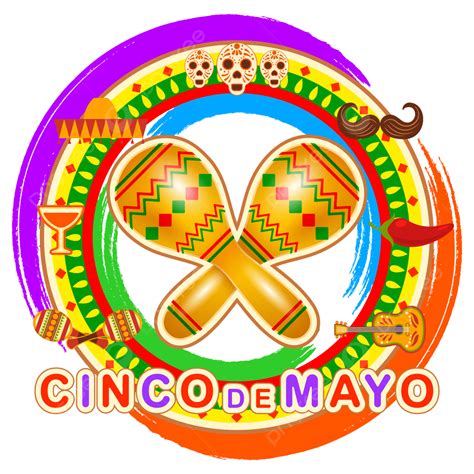 Cinco De Mayo 다채로운 서클 테두리 친코 데 마요 원형 프레임 축하 Png 일러스트 및 벡터 에 대한 무료