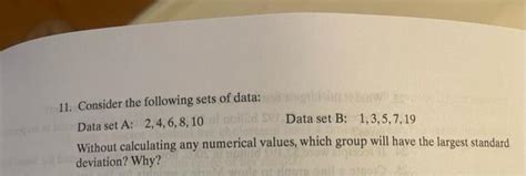 Solved Consider The Following Sets Of Datadata Set A