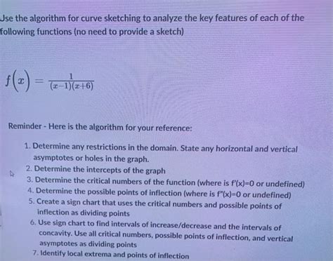 solved use the algorithm for curve sketching to analyze the