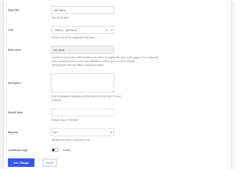 Default Last Name Field