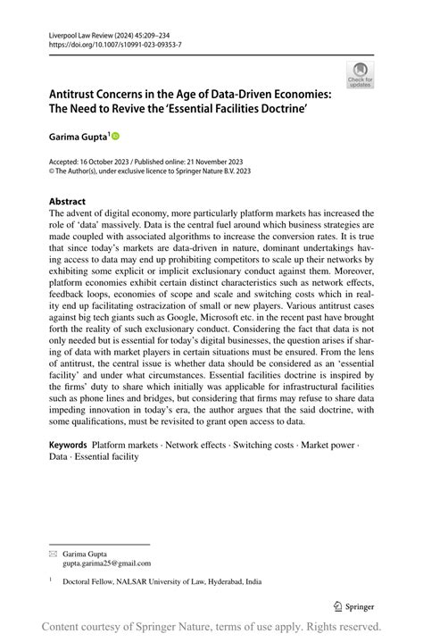 Antitrust Concerns In The Age Of Data Driven Economies The Need To