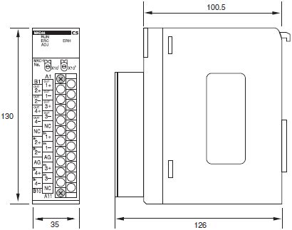 CS W DA SYSMAC CS Series Analog I O Unit Dimensions OMRON Industrial Automation