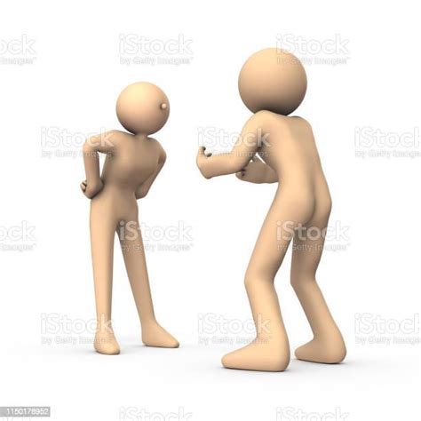 서로 마주 보는 커플 둘은 질투입니다 흰색 배경입니다 3d 그림입니다 걱정하는에 대한 스톡 사진 및 기타 이미지 걱정하는