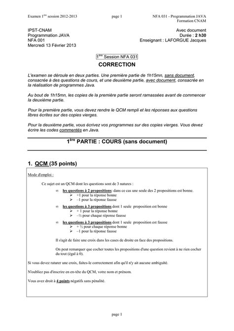 Pdf T L Charger Examen Java Avec Correction Gratuit Pdf Pdfprof
