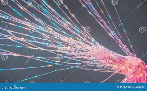 Quantum Data Flow Fiber Optic Threads Abstract Glowing Patterns