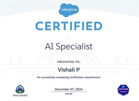 Vishali P On Linkedin Im Thrilled To Share That I Have Successfully Passed The Salesforce Ai