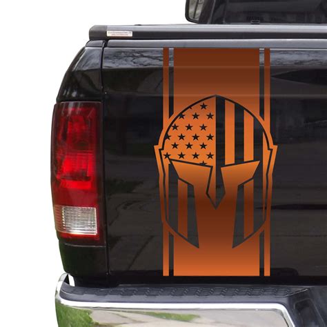 Spartan Helmet Decal Gladiator Sticker American Flag Truck Tailgate
