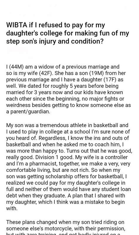 Wibta If I Refused To Pay For My Daughters College