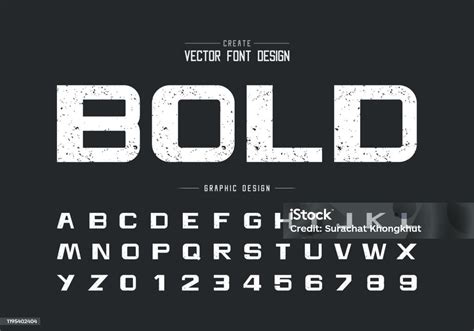 Font Tekstur Dan Vektor Alfabet Tebal Huruf Dan Angka Jenis Desain