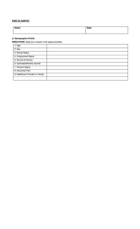 Instrument Validation Part Iii Survey Name Date A Demographic