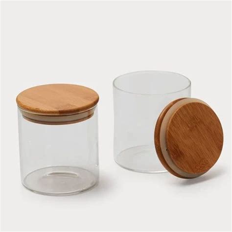 Capacity 500 Ml Glass Storage Jar With Wooden Lid 1 Pcs At ₹ 126piece