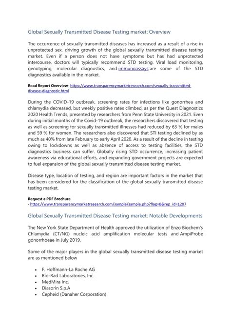 Ppt Sexually Transmitted Disease Testing Market Explored In Latest
