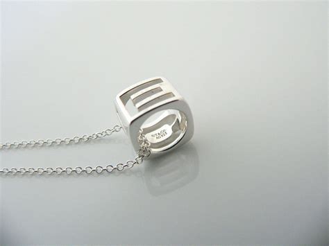 Tiffany And Co Silver Love Cube Necklace Pendant Charm Era T