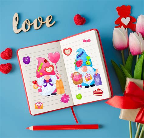 FaCraft Calcomanías para el día de San Valentín para niños hojas de calcomanías para hacer