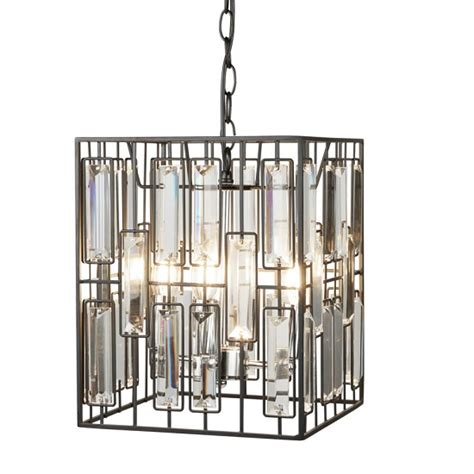 Borg Chrome Cube Pendant Glass Lamp In Matt Black Finish Furniture In
