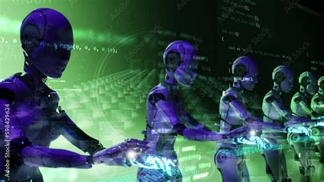 3d motion graphic animation of female humanoid robot artificial