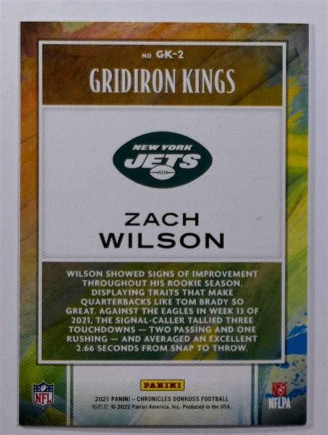 Panini Chronicles GK Zach Wilson Gridiron Kings EBay
