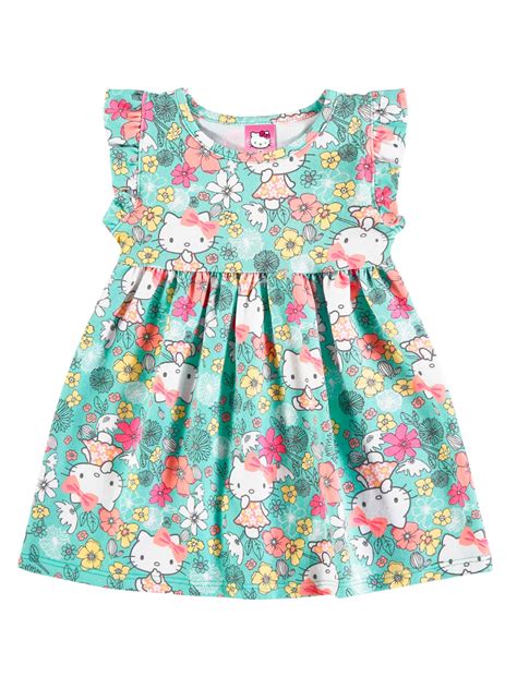 Vestido Bebê Menina Cotton Hello Kitty Verde