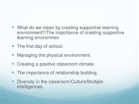 Creating Supportive Learning Environment