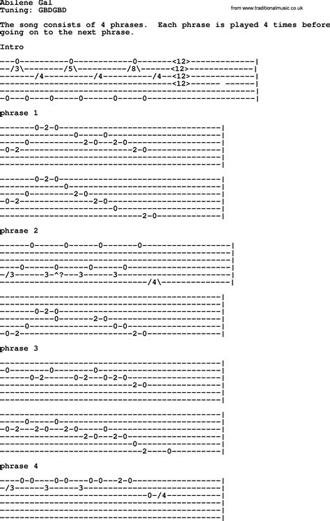 Abilene Gal Bluegrass Lyrics With Chords