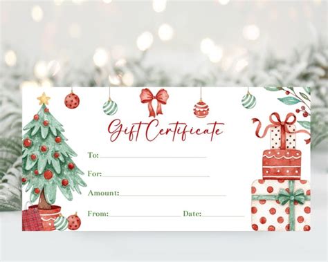 Christmas T Certificate Voucher Template Editable Christmas Coupon