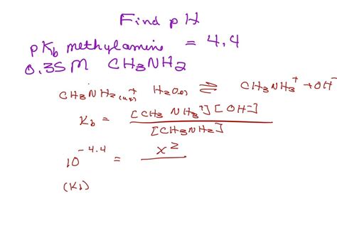 SOLVED: Determine the pH of a 0.35 M aqueous solution of CH3NH2 (methylamine). The Kb of ...