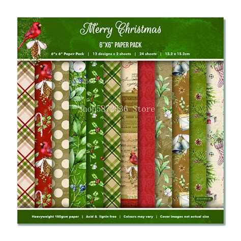 24 Sheets 6x6quotpaper Merry Christmas Pack Patte Grandado