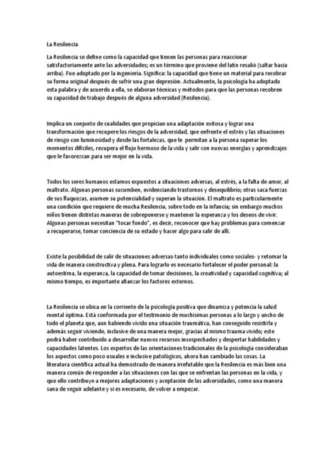 La Resilencia Pdf Liderazgo Las Emociones