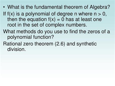 PPT Using The Fundamental Theorem Of Algebra PowerPoint Presentation ID