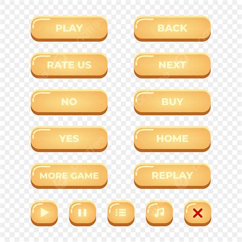 Wooden Button Game Vector Hd Png Images Button Set Game Design In
