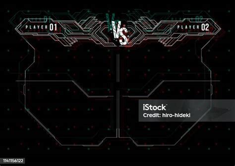 Hud 요소와 대 화면 디자인 두 전투기의 발표 전투 배너 일치 대 문자 경쟁 대결 미래 지향적 인 디자인 싸우기에 대한 스톡