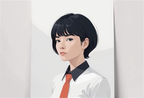 Premium Vector Young Asian Woman Wearing A White Shirt With A Picture