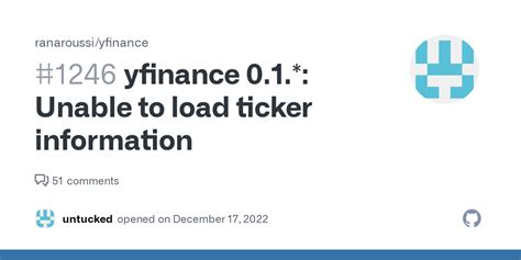 Yfinance Unable To Load Ticker Information Issue