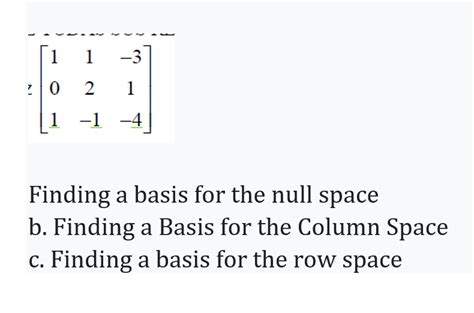 Solved Finding A Basis For The Null Space Chegg Com