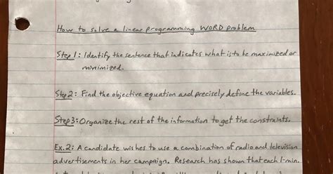 Professor Franks Math Blog How To Solve A Linear Programming Word