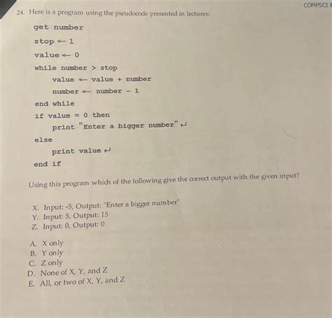 Solved 4 Here Is A Program Using The Pseudocode Presented