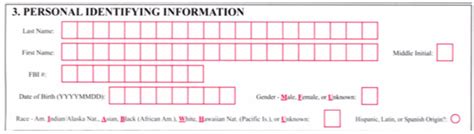 Form 936 Personal Identifying Information — Fbi