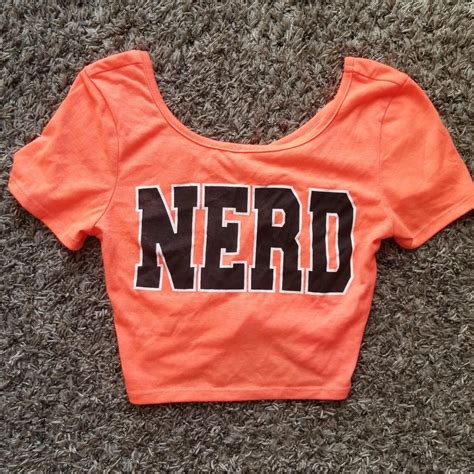 Neon Orange Nerd Statement Cropped Depop