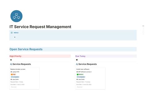 It Service Request Management Notion Template