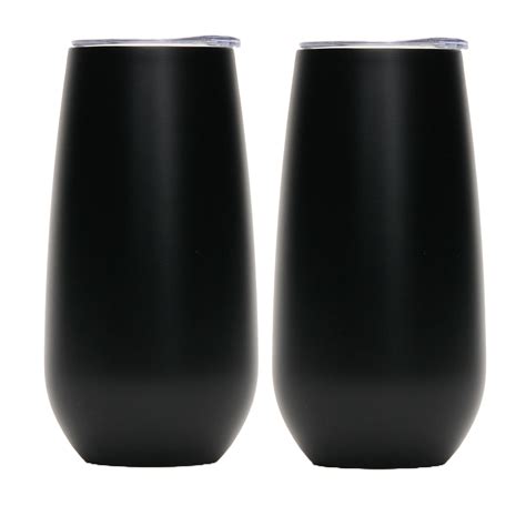 Chateau Sips Insulated Stainless Steel Champagne Flutes With Lids